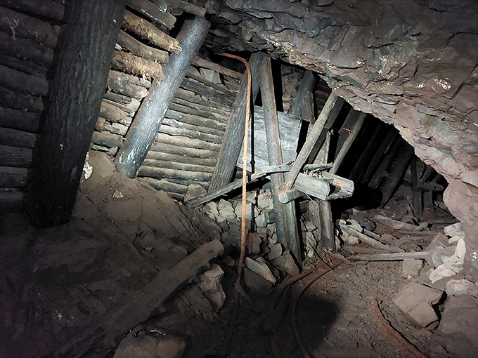 Wooden beams create a skeleton of history &ndash; these century-old supports have outlasted the industry they once served.