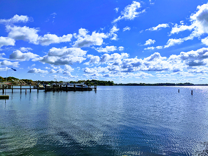 Boats rest quietly in the harbor, waiting for another day of adventure on Lake Minnetonka&rsquo;s wide, shimmering waters.