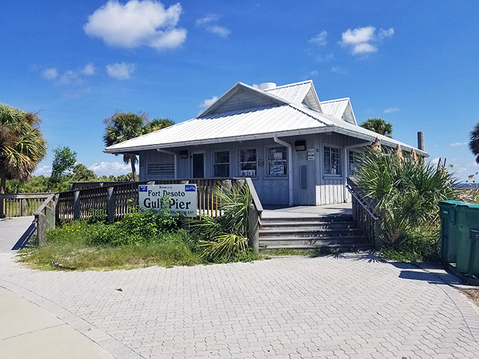 The Fort De Soto Gulf Pier building &ndash; Florida architecture at its most practical: "How can we enjoy this view every single day?"