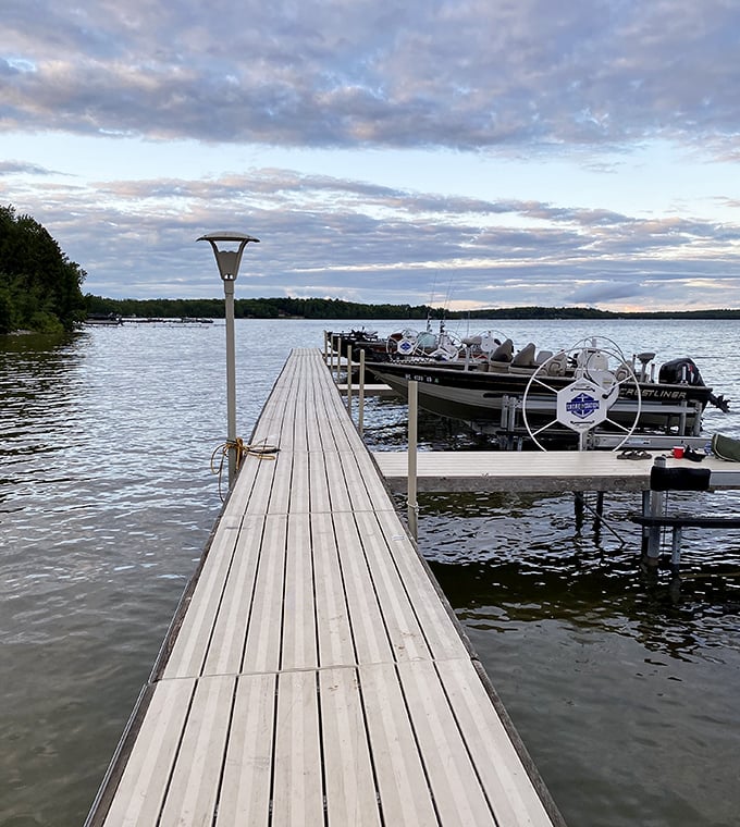 Angler's delight: This extended dock invites fishing enthusiasts to cast their lines and their cares away on Big Manistique's welcoming waters.