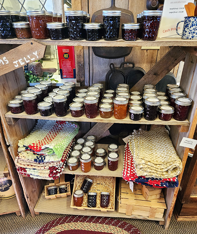 Jars of jewel-toned preserves capture seasons in glass &ndash; summer sunshine and autumn harvests waiting patiently on wooden shelves.