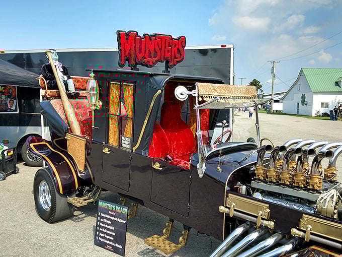 Munsters: The iconic Munsters Koach roars to life with exposed engines and gothic charm that would make Herman and Lily proud.