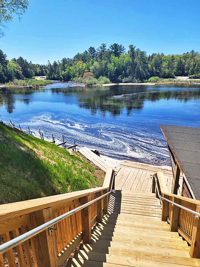 These wooden stairs lead down to waterfront views worth every creaky step &ndash; just remember that what goes down must eventually huff and puff back up.