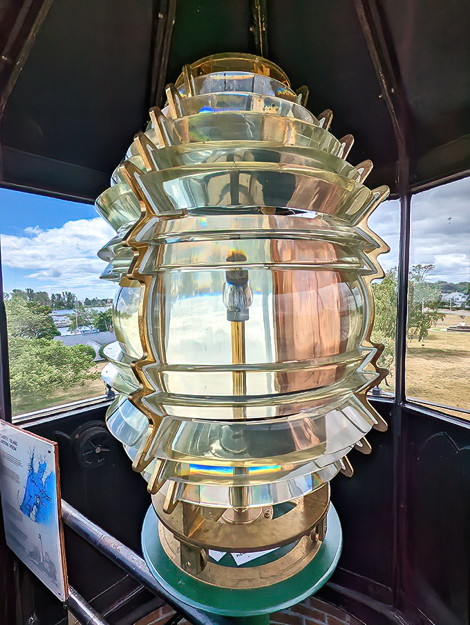The Fresnel lens, maritime technology's crown jewel, still catches light like a diamond after all these years.
