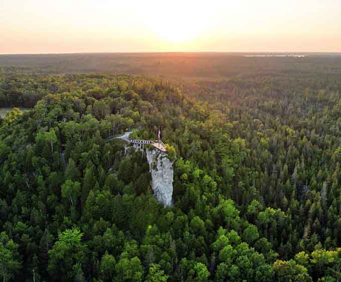 Looking down from Castle Rock, the world becomes a patchwork of trees, water, and sky in perfect harmony.