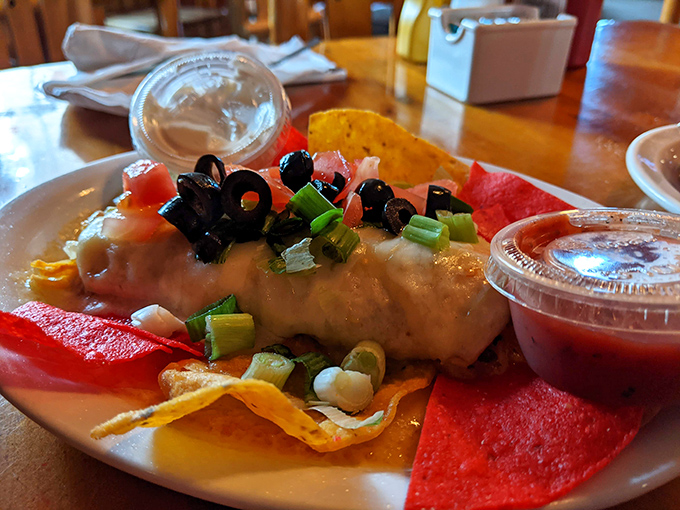 The wet burrito smothered in melted cheese and fresh toppings proves Hoppies can venture beyond American classics with confidence.