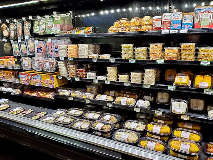 The deli section presents a tempting array of ready-to-eat options, ideal for impromptu picnics or quick meals between island adventures.