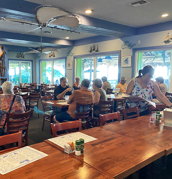 Room with a view: Indoor dining that feels like you're still part of the beach scene, with nautical touches that never feel forced.