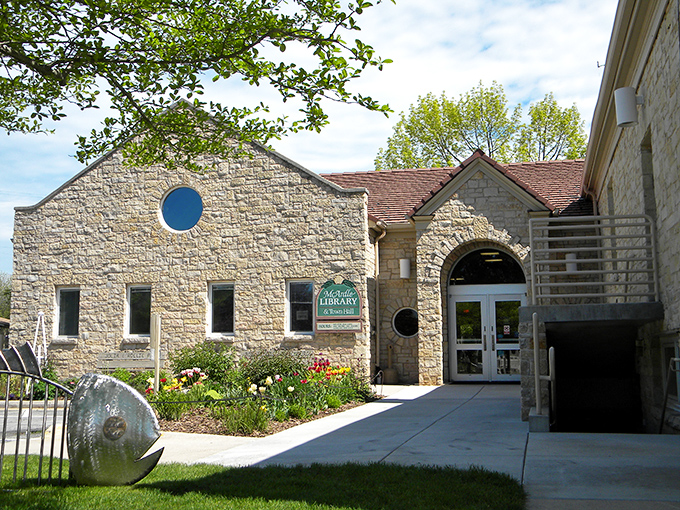 The Door County Library's Baileys Harbor branch combines rustic stone with modern design &ndash; where books and lake views create the perfect reading retreat.