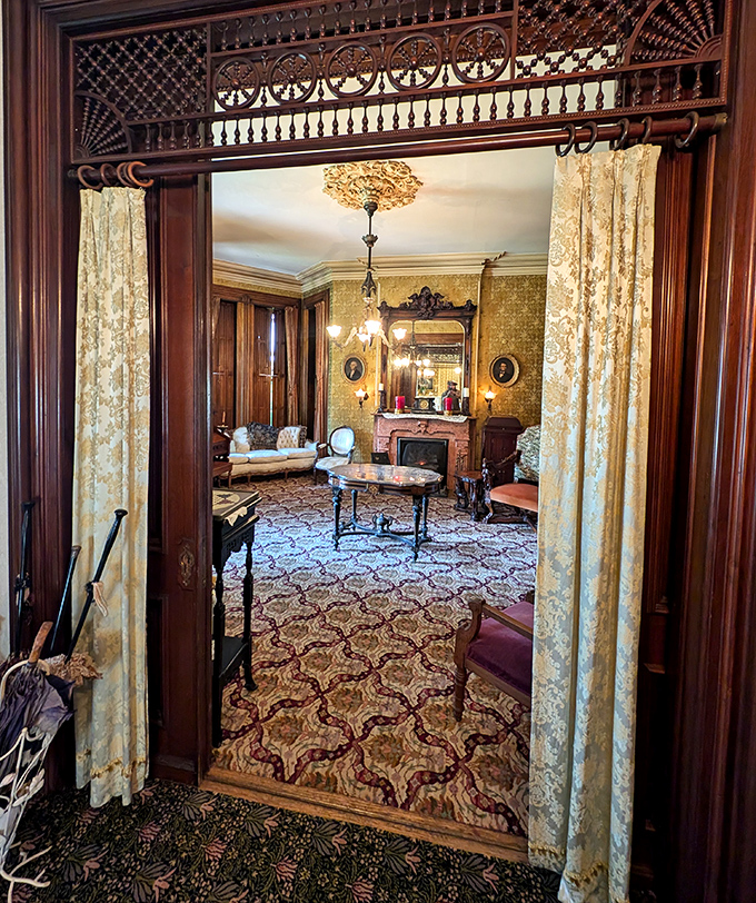 Doorways framed with craftsmanship that would make today's contractors weep – when "custom woodwork" truly meant something.