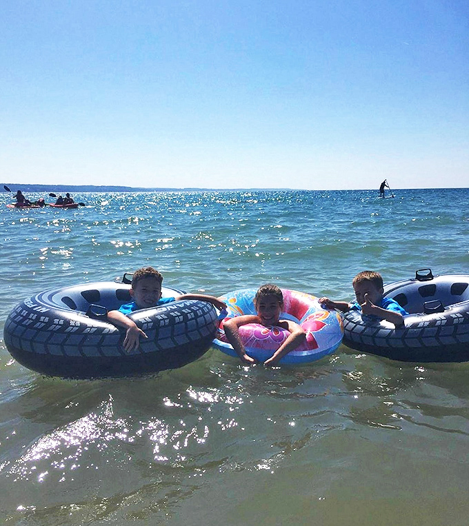 Crystal clear waters invite summer visitors to cool off, where floating becomes a form of meditation with a Great Lakes soundtrack.