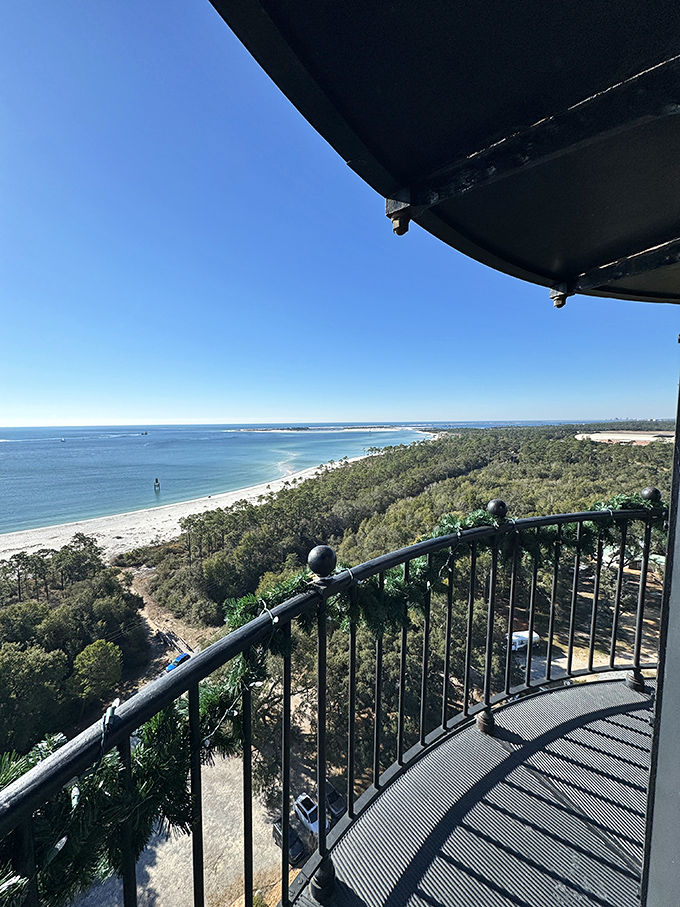 From the gallery deck, the Gulf of Mexico stretches to infinity, a panorama worth every burning muscle in your legs.