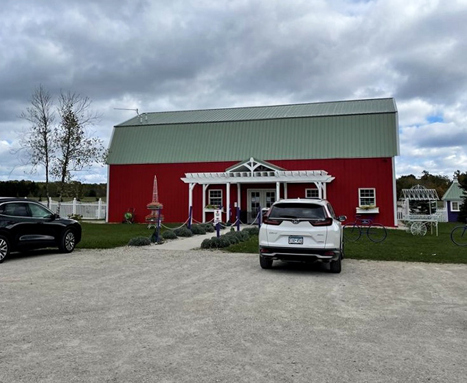 The farm's sign welcomes visitors with understated elegance, framed by the very plants that made it famous.