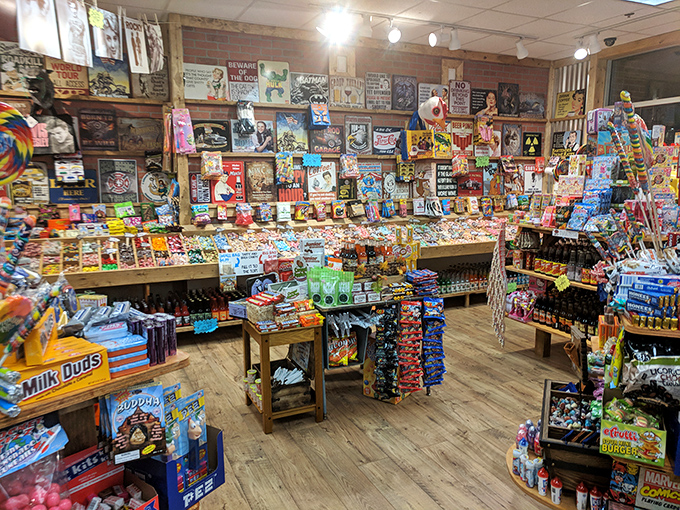 Every inch of wall space tells a story through vintage advertisements and memorabilia, creating a museum where "Do Not Touch" signs are delightfully absent.