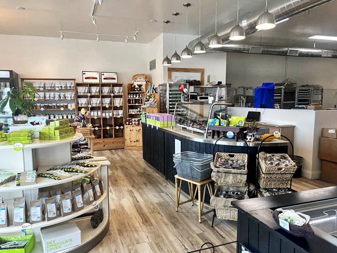 The shop's thoughtful interior design creates a space where lingering is encouraged and chocolate appreciation becomes an art form.