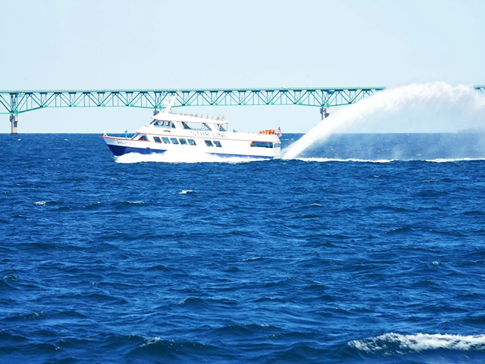 Tour boats offer the most dramatic views of the bridge, passing beneath its massive center span where Lake Michigan meets Lake Huron.