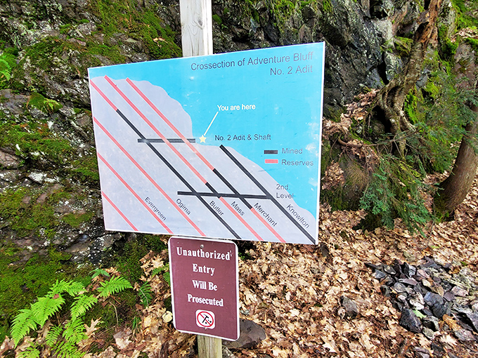 "You are here" takes on new meaning when "here" is deep inside a mountain, as this detailed mine map illustrates.