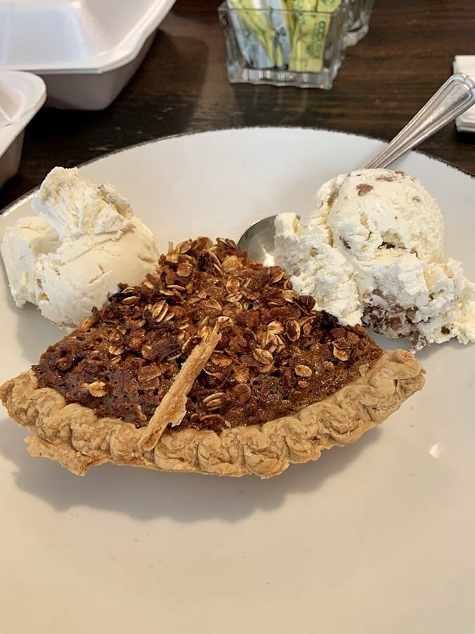 The White Horse Oatmeal Pie pairs house-made Michigan maple ice cream with old-fashioned oatmeal filling, like grandma's recipe got a gourmet makeover.