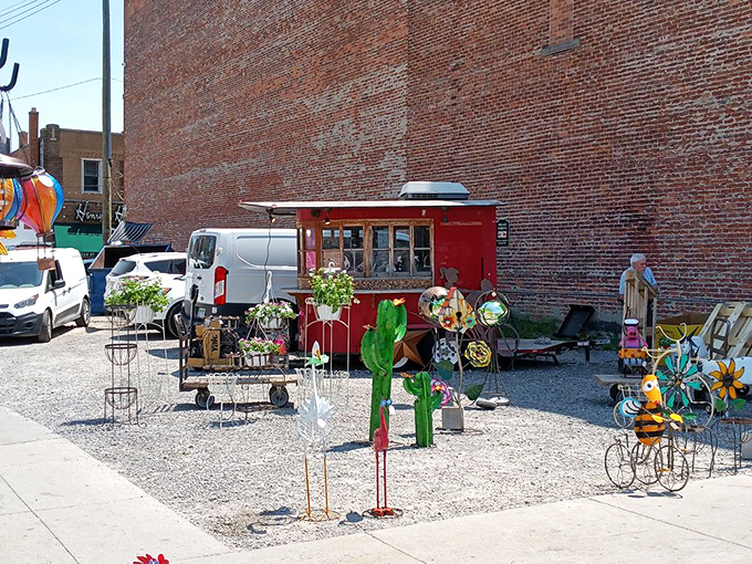 Whimsical garden art proves Eastern Market isn't just about feeding bodies but nurturing creativity in unexpected corners.