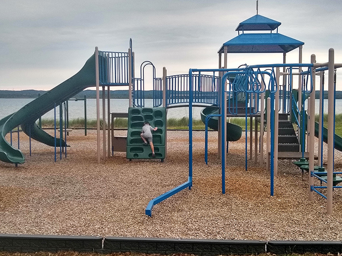 Sherman Park's playground sits where Lake Superior's vastness meets family-friendly fun – adventure scaled for the smallest explorers.