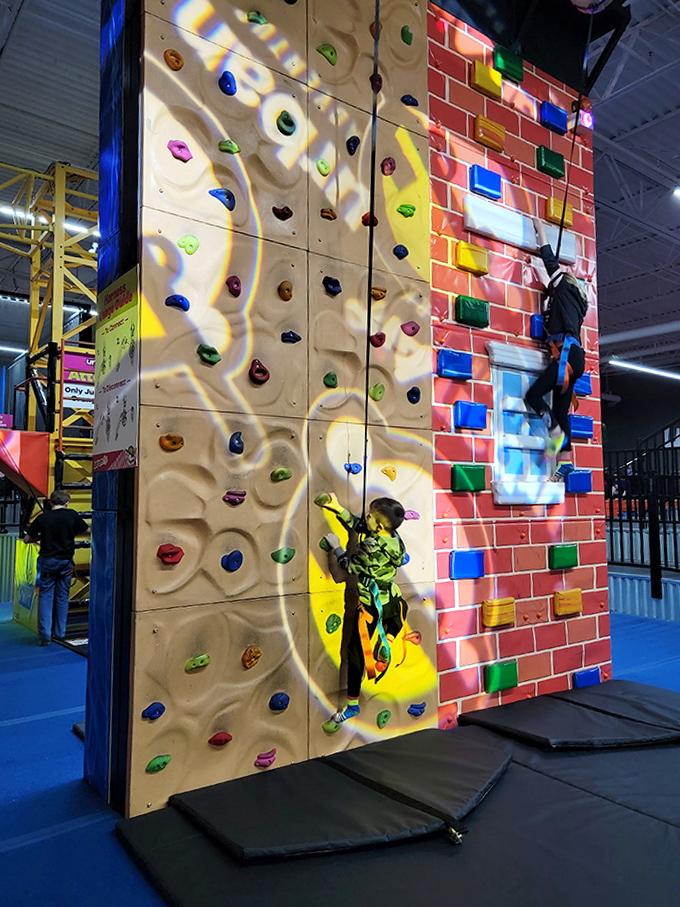 Young climbers scale colorful walls, discovering muscles and courage they didn't know they had.