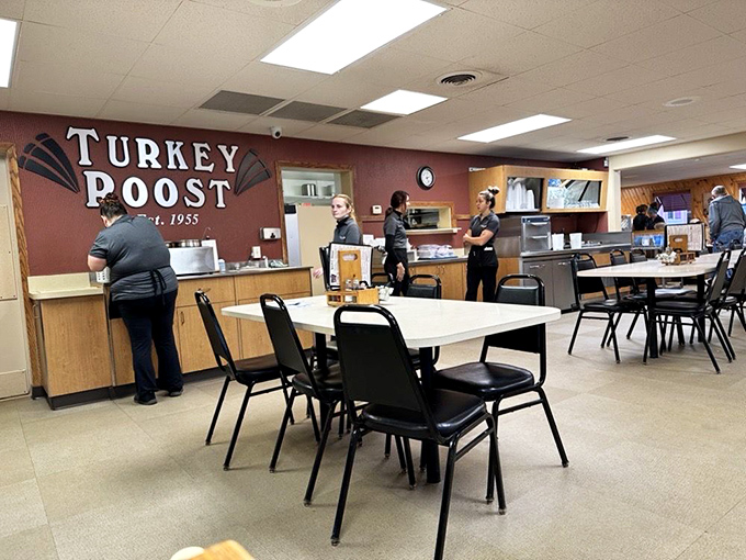 The dining room hums with the efficient rhythm of servers who've perfected their craft, moving between tables with practiced ease.