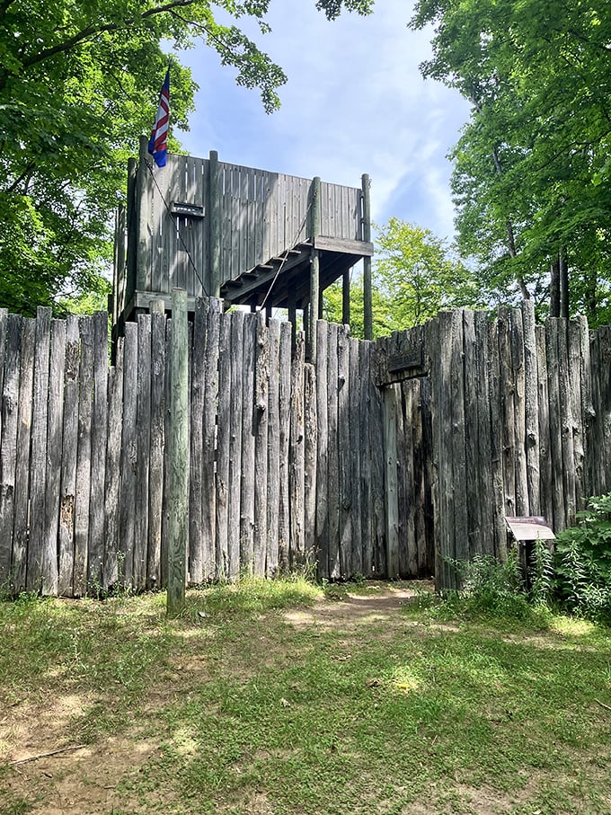 The "Stockade Labyrinth" recreates Michigan's early settlement structures, offering both historical context and a playground for the imagination.