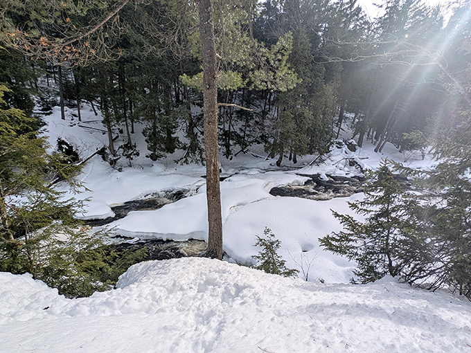 Winter transforms the falls into a frozen sculpture garden that would make Elsa from Frozen feel right at home.