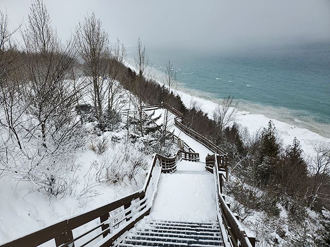 Winter transforms the overlook into a frozen wonderland where brave souls are rewarded with dramatic scenes that summer visitors never witness.