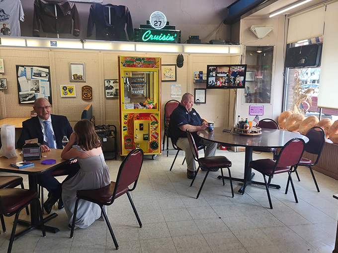 The dining area serves as community gathering spot where locals and tourists bond over shared sugar rushes and small-town charm.