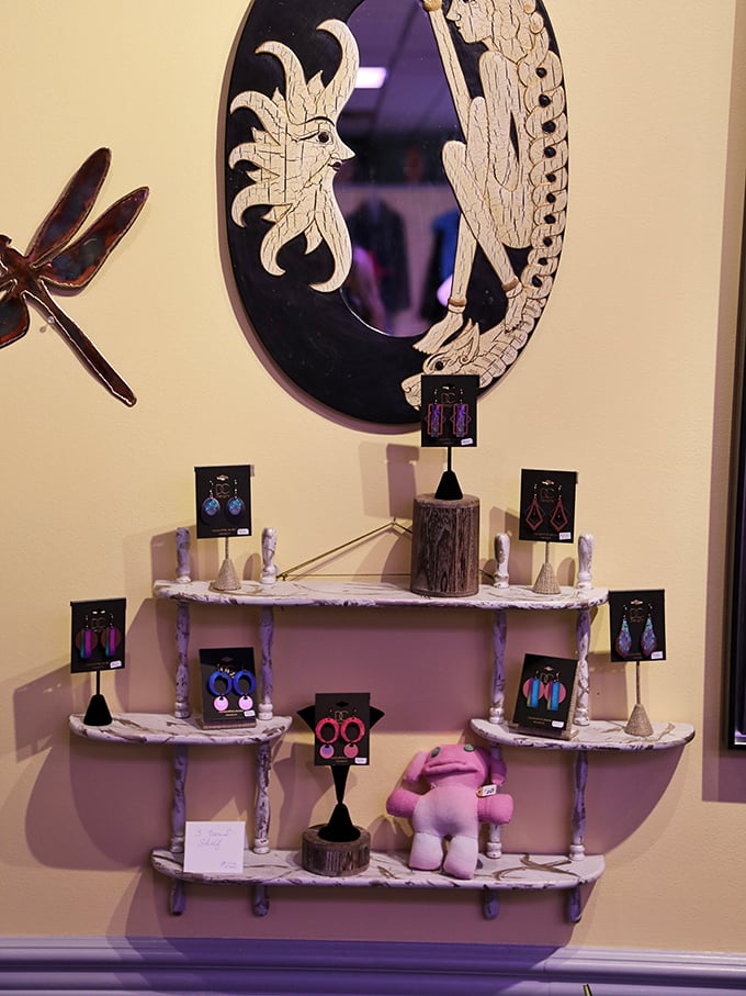 Artisanal earrings hang like tiny works of art, waiting to adorn the ears of someone seeking both beauty and meaning.