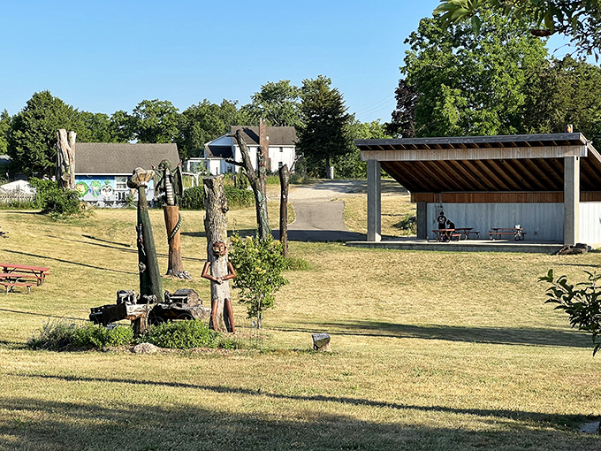 The sprawling grounds offer plenty of space between sculptures, creating peaceful moments of anticipation before each new wooden wonder appears.