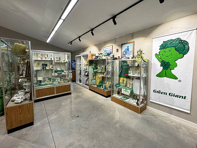 The Giant Museum houses decades of memorabilia, from vintage advertisements to collectibles that chronicle America's long love affair with this verdant vegetable spokesman.