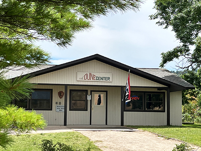 The Dune Center provides essential information and a last chance to reconsider your life choices before tackling the climb.