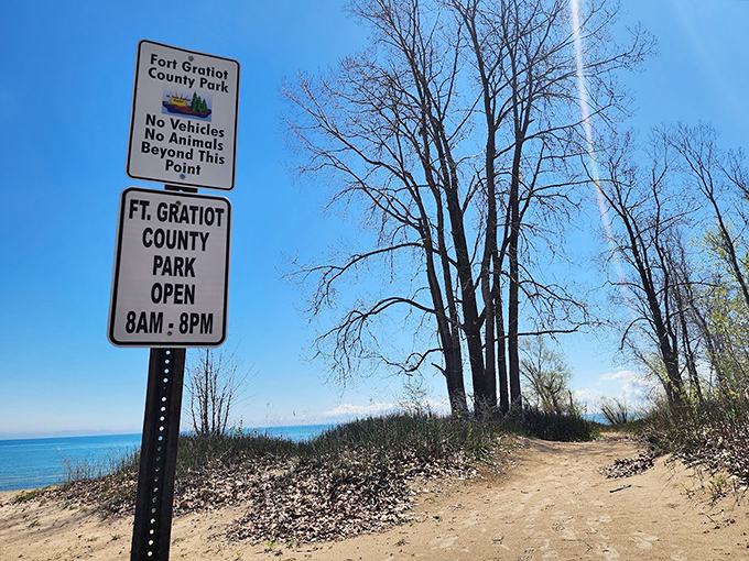 Fort Gratiot County Park welcomes nature lovers with clear signage and well-maintained trails leading to its hidden coastal treasures.