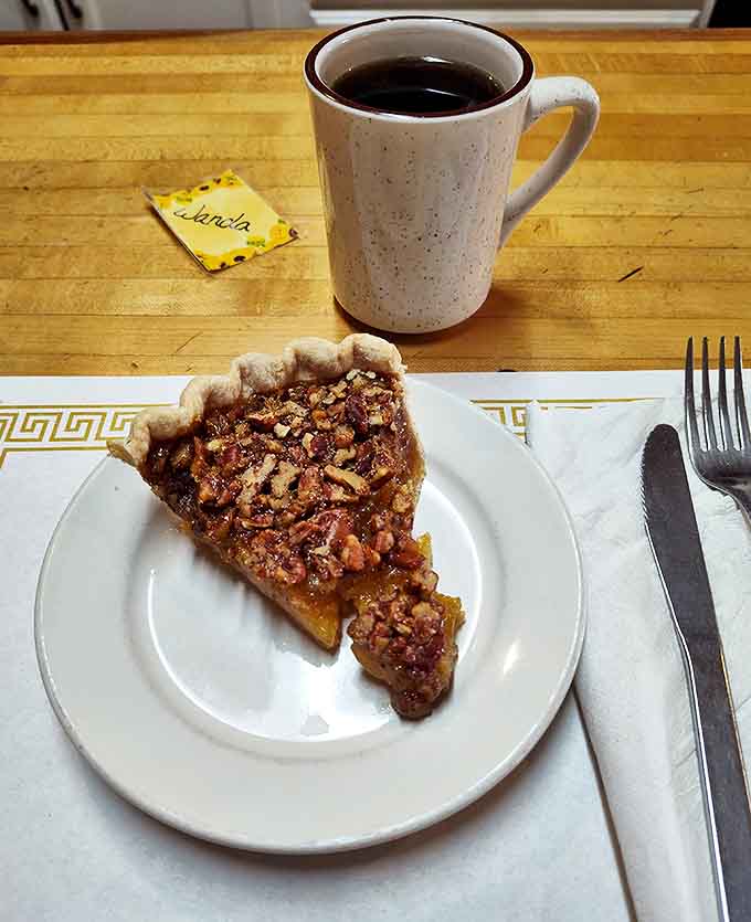 A slice of pecan pie and a cup of coffee&mdash;the perfect Michigan afternoon ritual that slows time and soothes the soul.