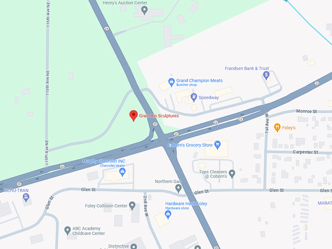 Grain Bin Sculptures 10 map