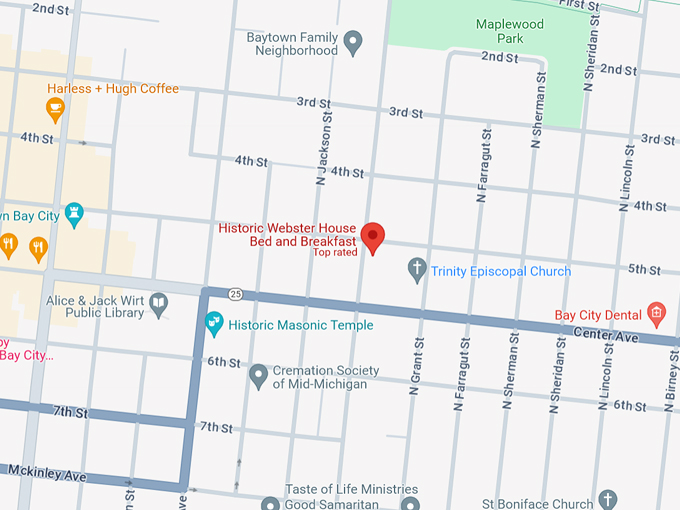 Historic Webster House Bed and Breakfast 10 Map