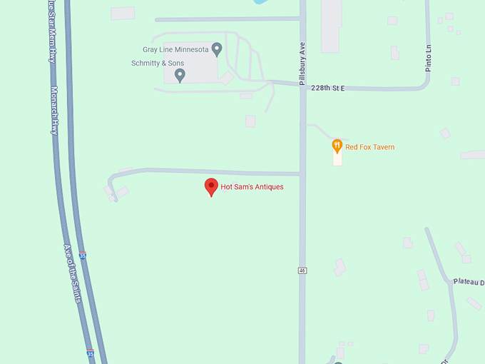 Hot Sam's Antiques Collectibles & Furniture 10 map