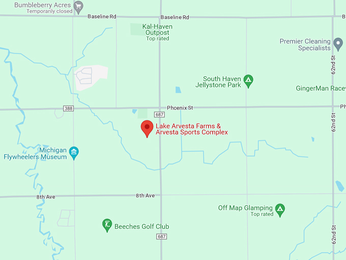 Lake Arvesta Farms & Arvesta Sports Complex 10 Map