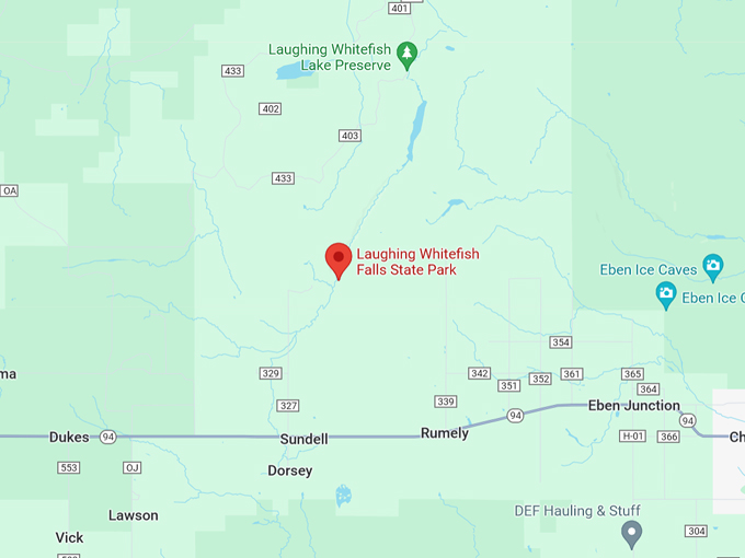 Laughing Whitefish Falls Map
