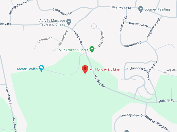 Mt. Holiday ZipLine Adventure 10 Map