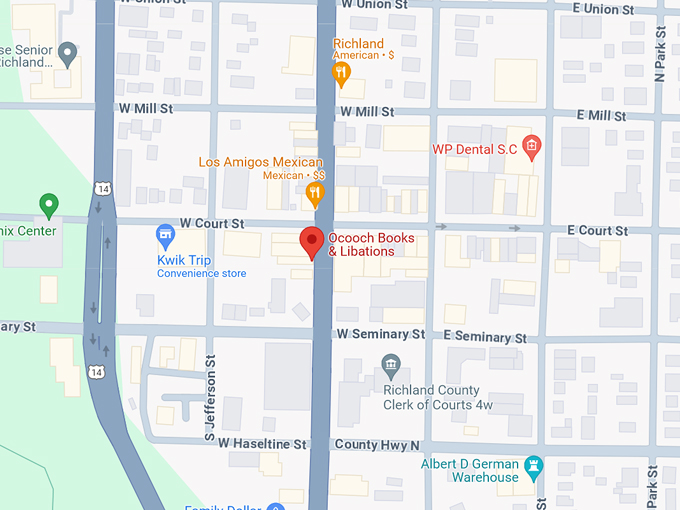 Ocooch Books & Libations 10 Map