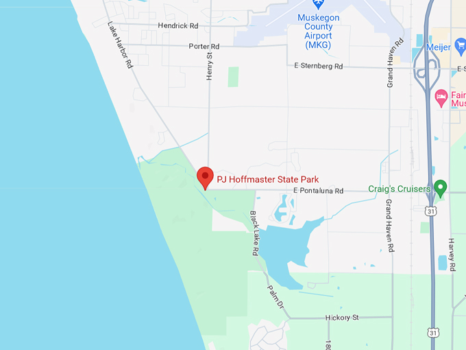 P.J. Hoffmaster State Park Honeymoon Trail 10 Map