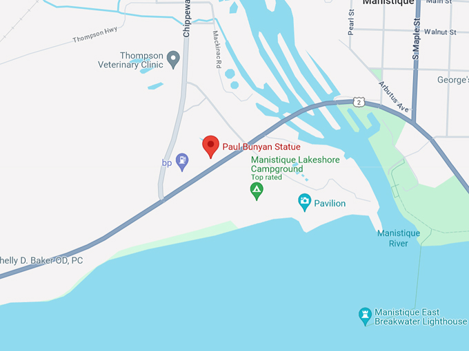 Paul Bunyan Statue 10 Map