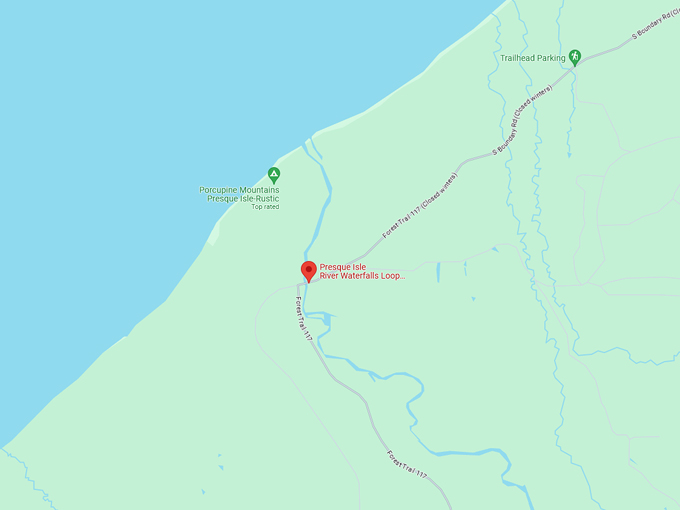 Presque Isle River Waterfalls 10 map