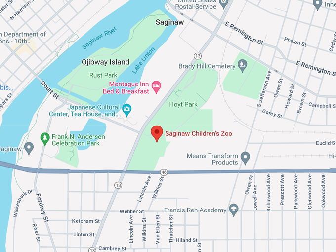 Saginaw Children&rsquo;s Zoo 10 Map
