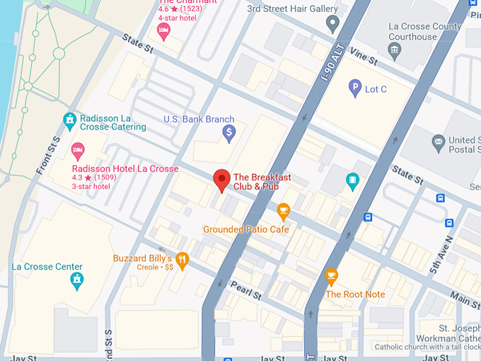 The Breakfast Club & Pub 10 Map