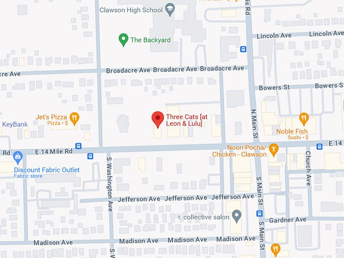 Three Cats Restaurant at Leon & Lulu 10 Map
