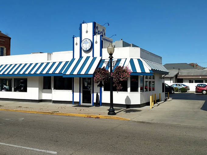 Carl's Townhouse stands proudly in downtown Chillicothe, its blue and white awning a beacon for hungry locals since 1939.